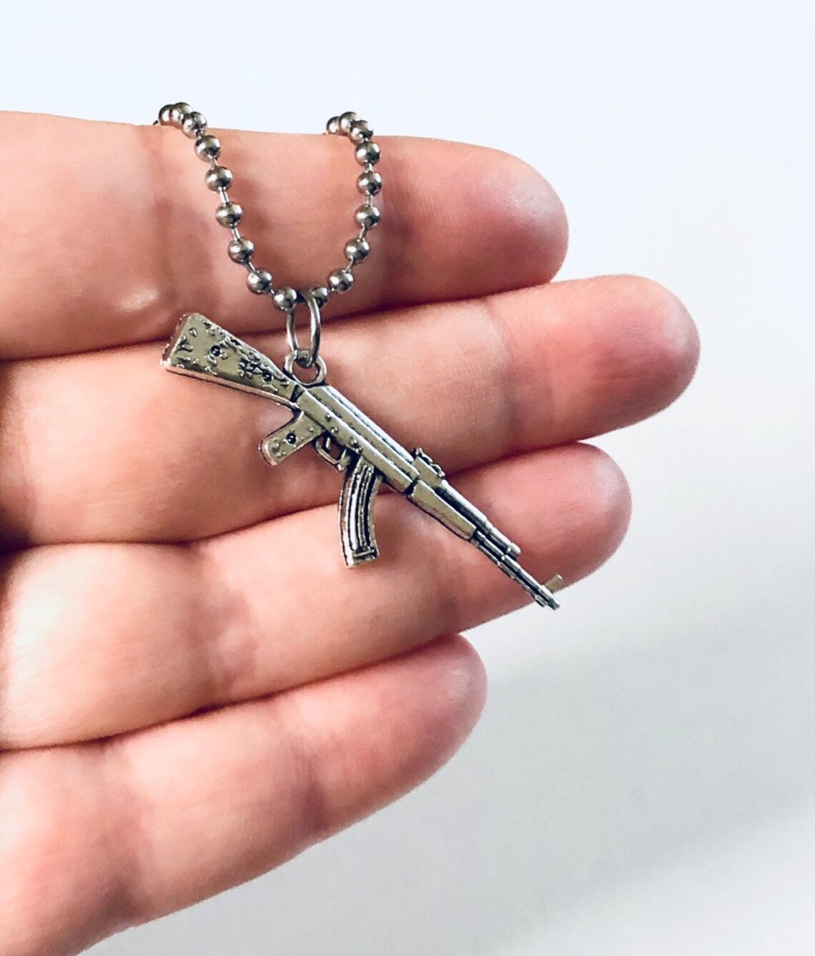Silver Machine Gun AK47 Necklace Unisex Rifle AK47 Machine - Etsy