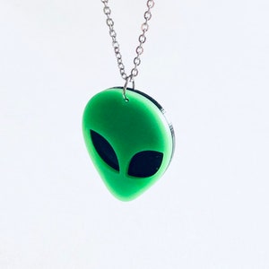 Green Alien Necklace, Retro Space Aliens Necklace, Y2K Kidcore ...