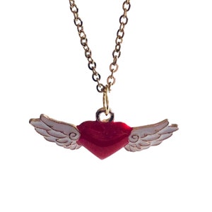 Gold Angel Wings Necklace, Cherub Wings Charm Necklace, Gold Plated ...