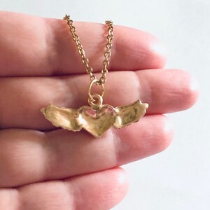 Gold Angel Wings Necklace, Cherub Wings Charm Necklace, Gold Plated ...