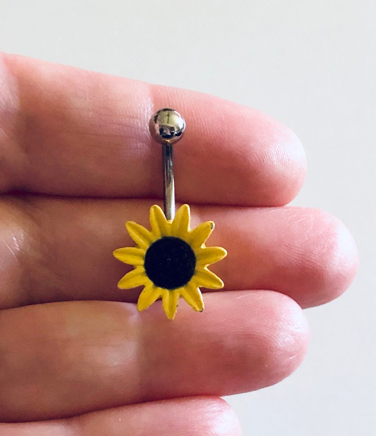 Yellow Sunflower Belly Button Ring Navel Ring Piercing Belly Etsy