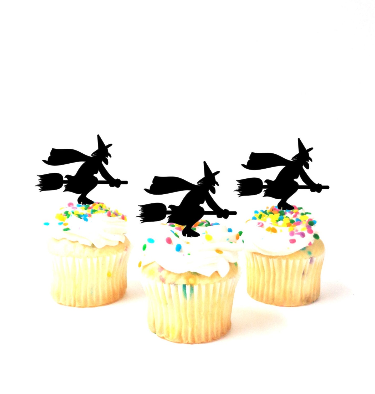 MADE in USA Witch Cupcake Toppers Set of 3 Halloween Cupcake - Etsy