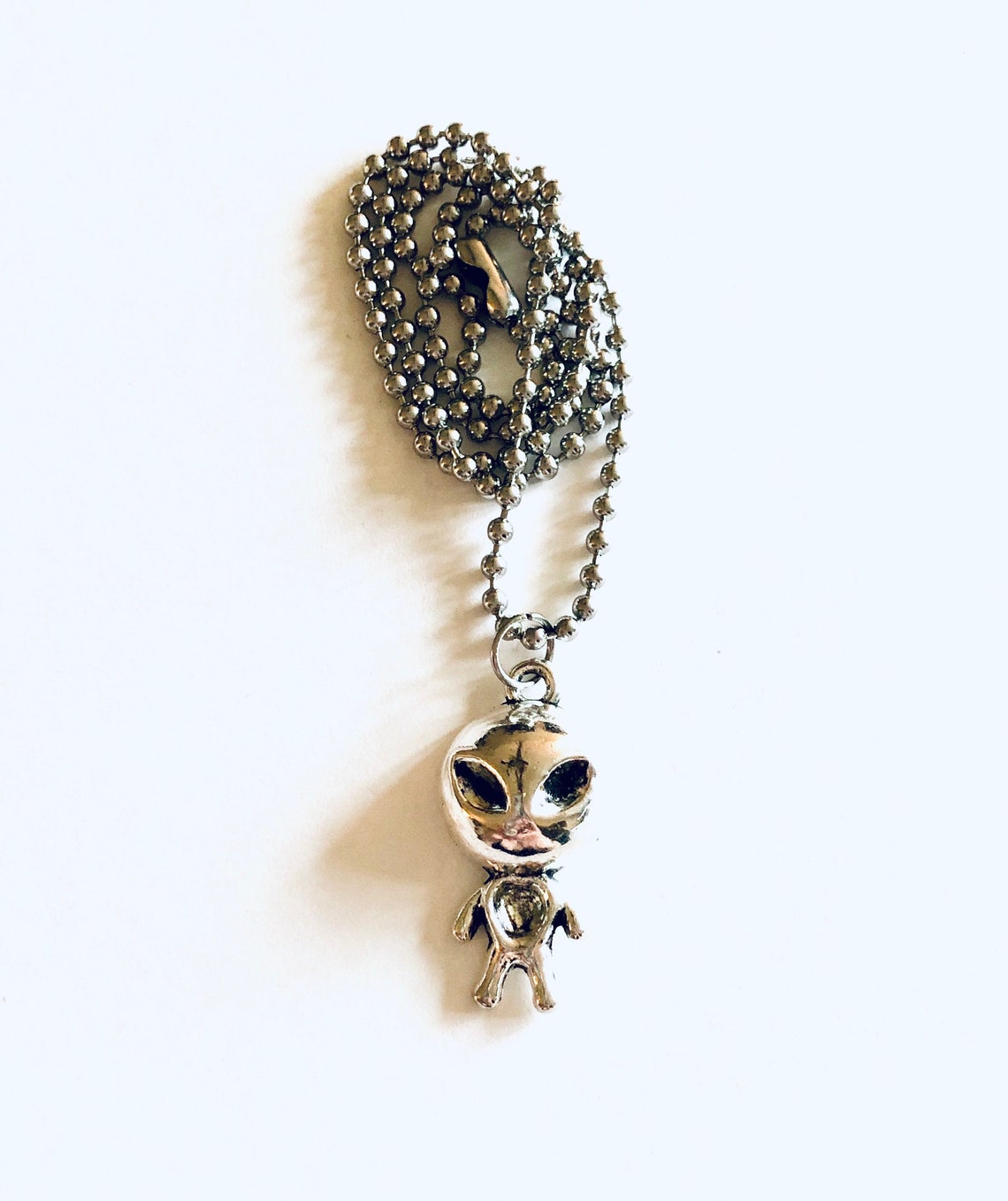 Alien Necklace Stainless Steel Ball Chain With Silver Aliens - Etsy