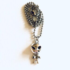 Alien Necklace Stainless Steel Ball Chain With Silver Aliens Charm, UFO Outta Space Planets - Etsy