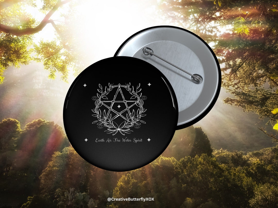 Pentagram Pin, Pentagram Button, Pentagram Pin Back Button, Witchy ...
