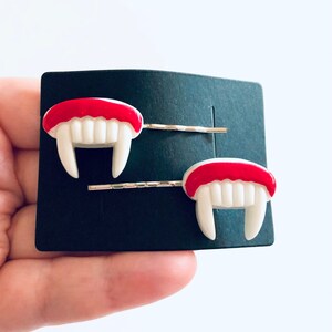 Vampire Fangs Hair Clips, Vampire Fangs Bobby Pins, Vamp Halloween Hair ...