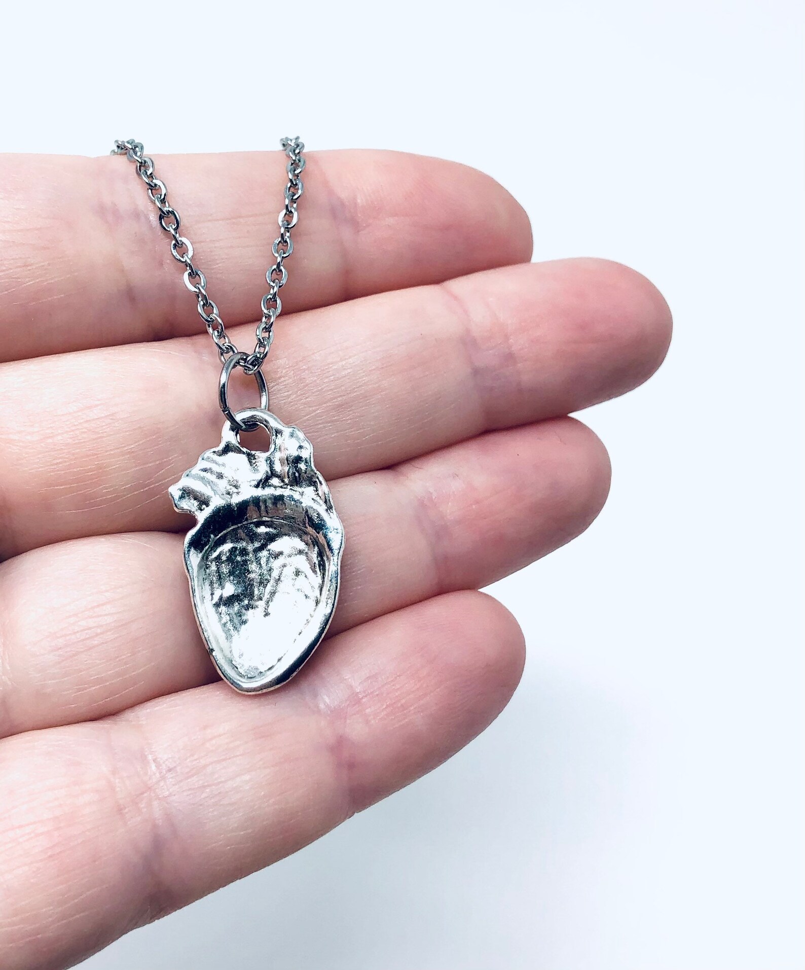 Human Heart Necklace Silver & Blood Red Heart Necklace Human - Etsy