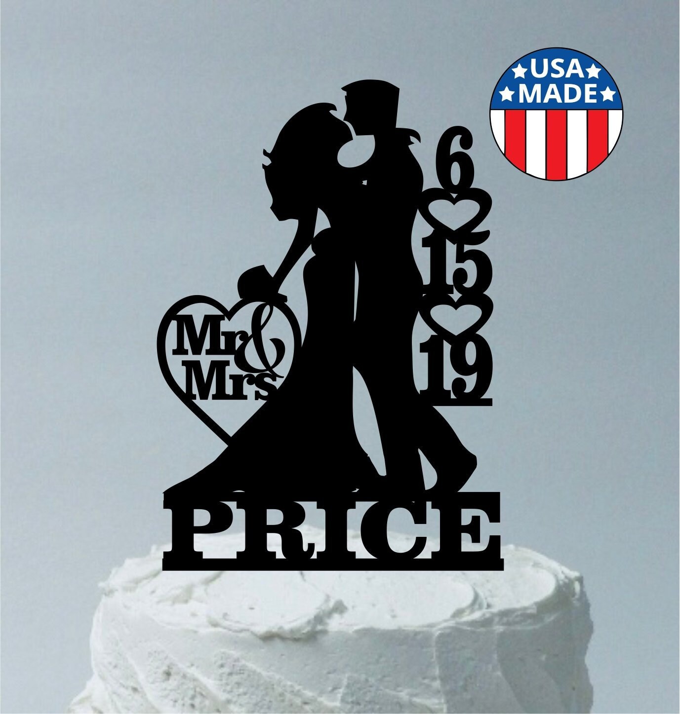 Wedding Cake Topper Personalized With YOUR Family Last Name | Etsy