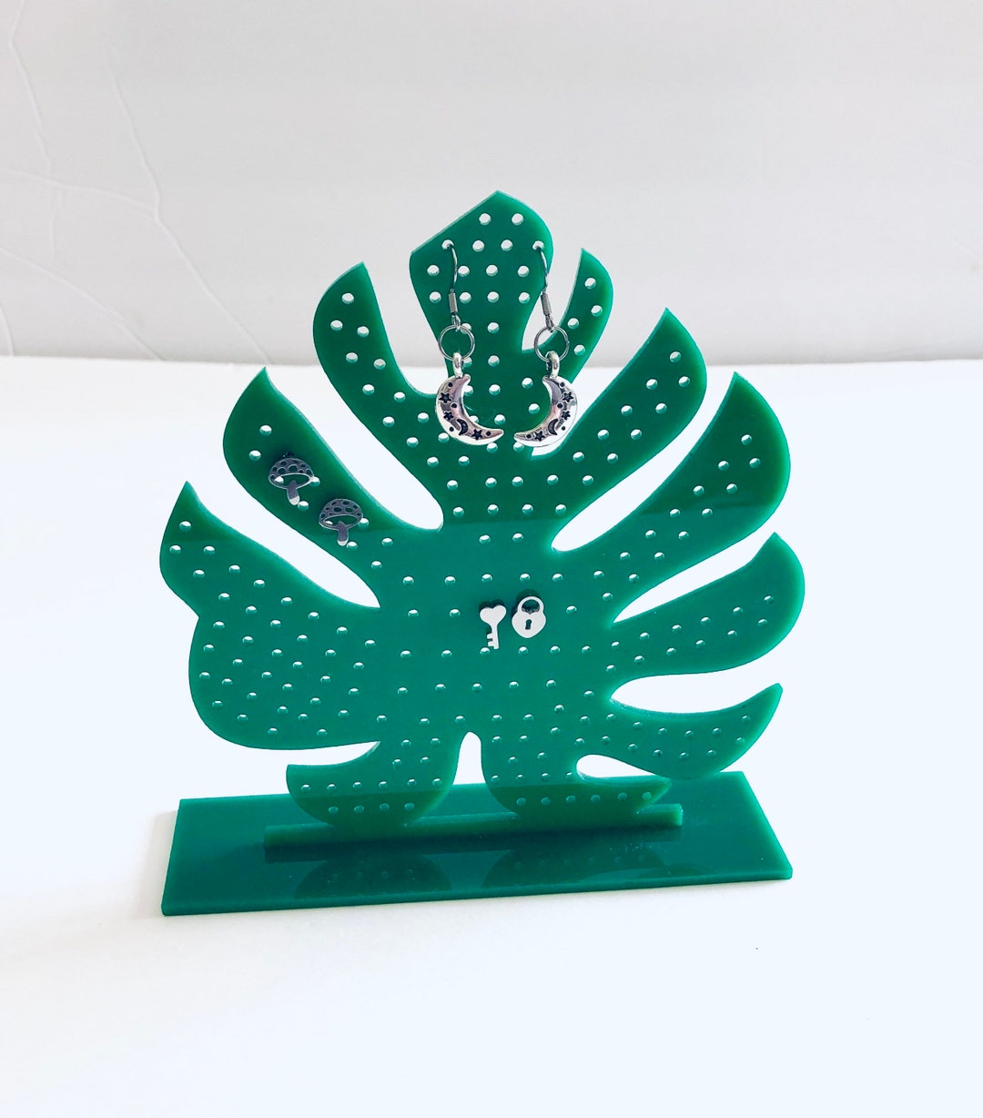 Acrylic Green Leaf Jewelry Holder, Earring Display, Earrings Stand ...
