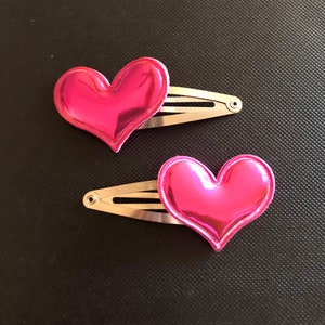Hot Pink Heart Hair Clips, Lovecore Aesthetic Hair Accessories for ...