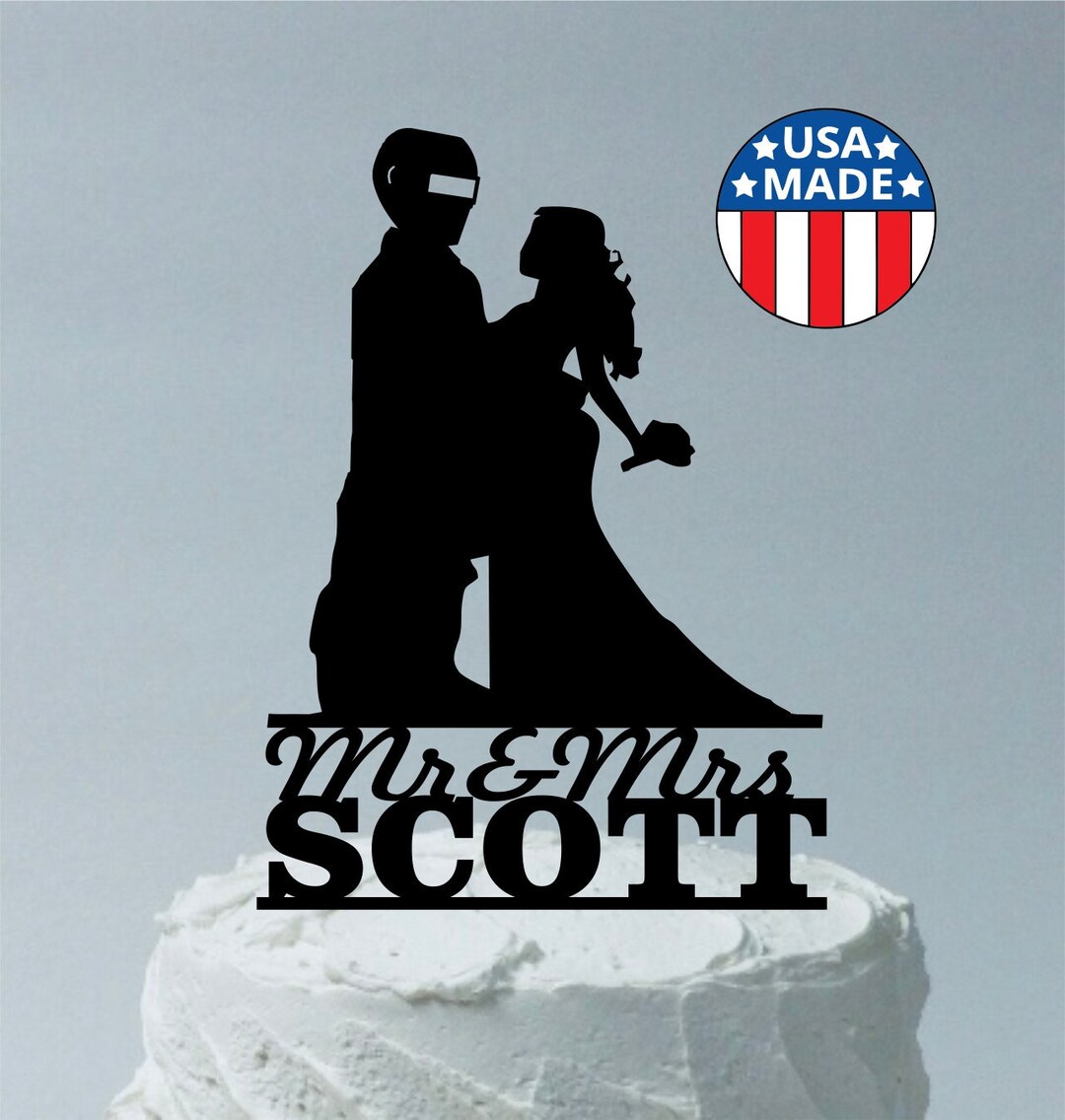 Personalized Welder and Bride Wedding Cake Topper, Profession Cake ...