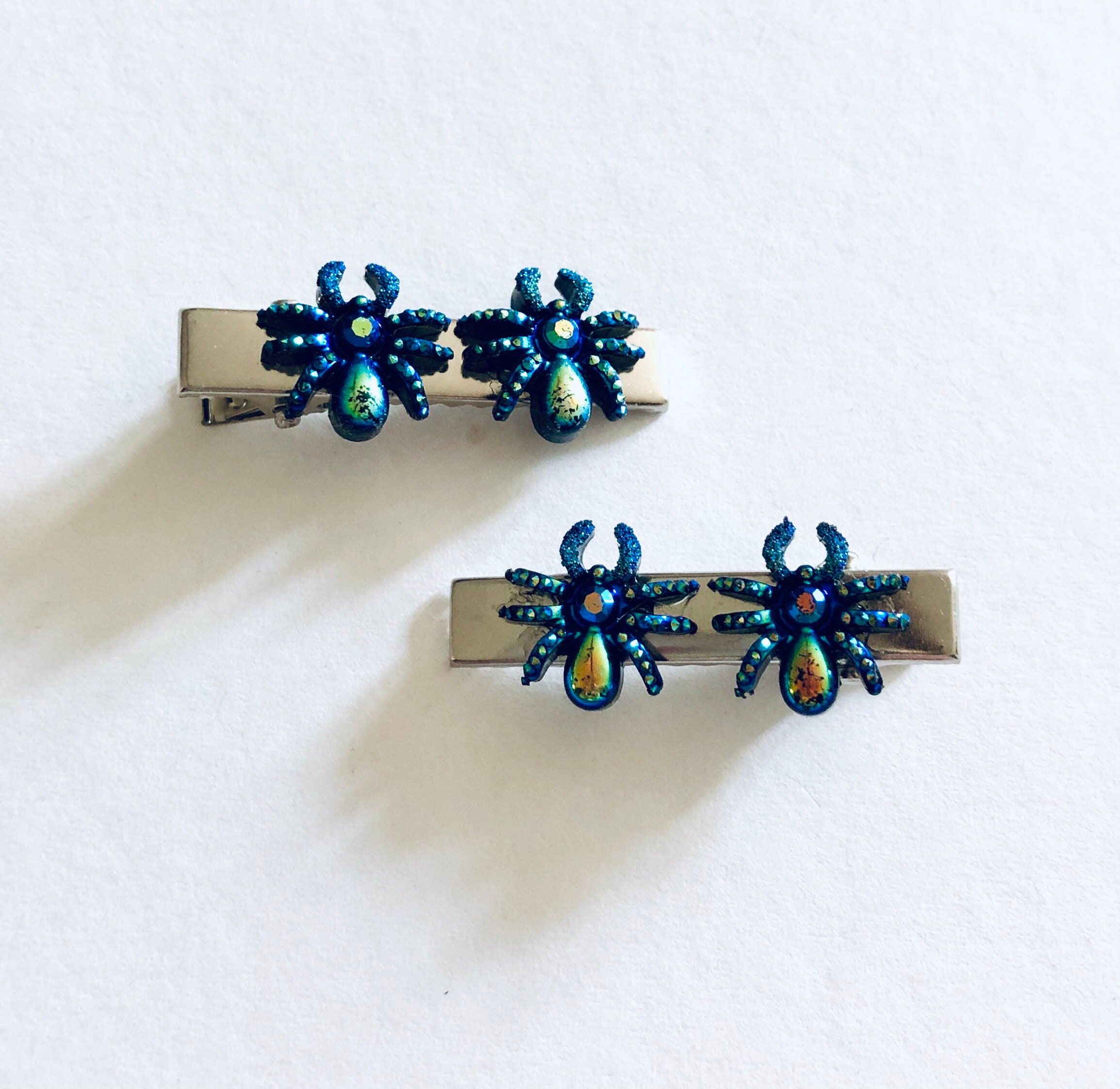 2 Mini Glitter Spider Hair Clips Spiders Alligator Clips | Etsy