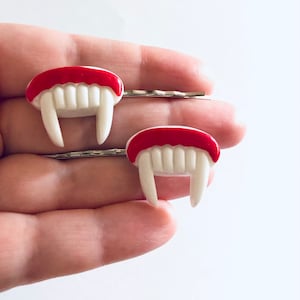 Vampire Fangs Hair Clips, Vampire Fangs Bobby Pins, Vamp Halloween Hair ...