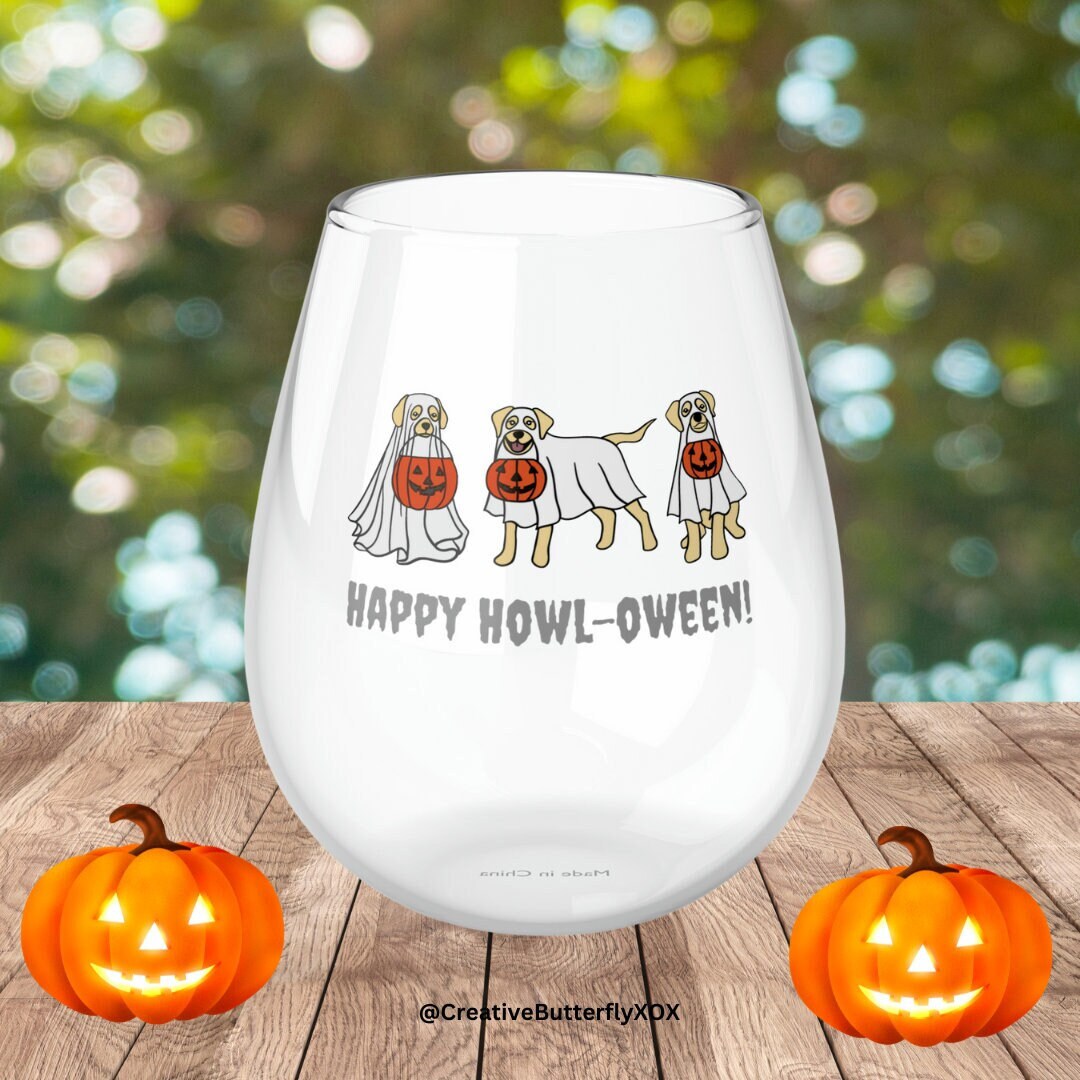 Happy Howl-oween Wine Glass Halloween Dogs Wine Glass - Etsy