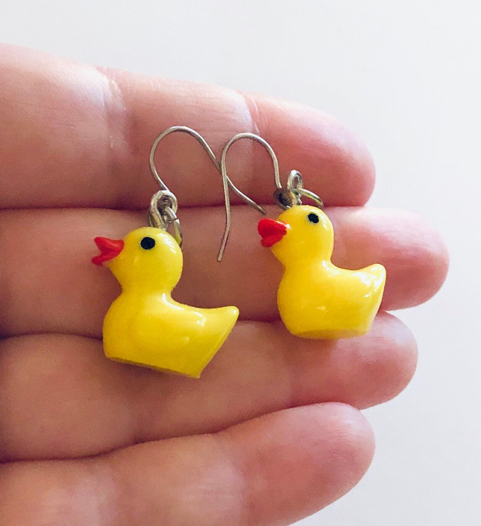 Rubber Duckie Earrings Drop Dangle Yellow Duck Earrings - Etsy Norway