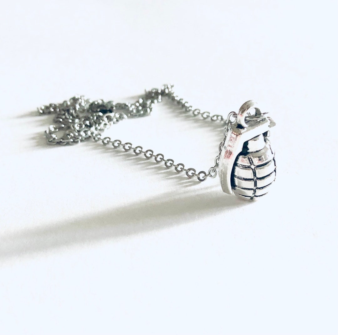 Silver Grenade Necklace, Tha Bomb Necklace, Stainless Steel Chain - Etsy