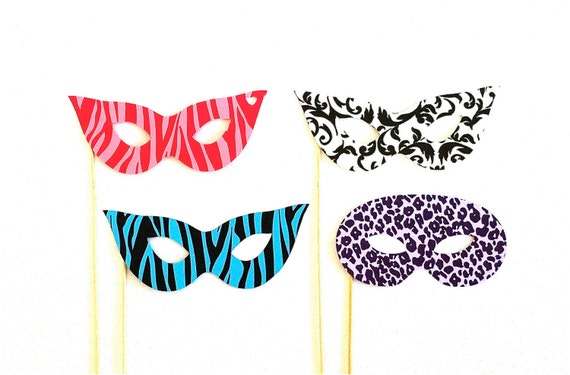 Items similar to Photobooth Props Party Just The Masks Set of 4 Mardi ...