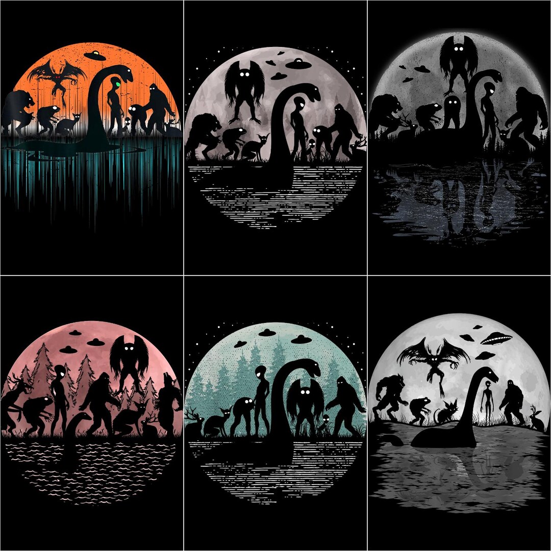 Cryptid Horror PNG Bundle – Spooky Designs of Bigfoot, Aliens ...