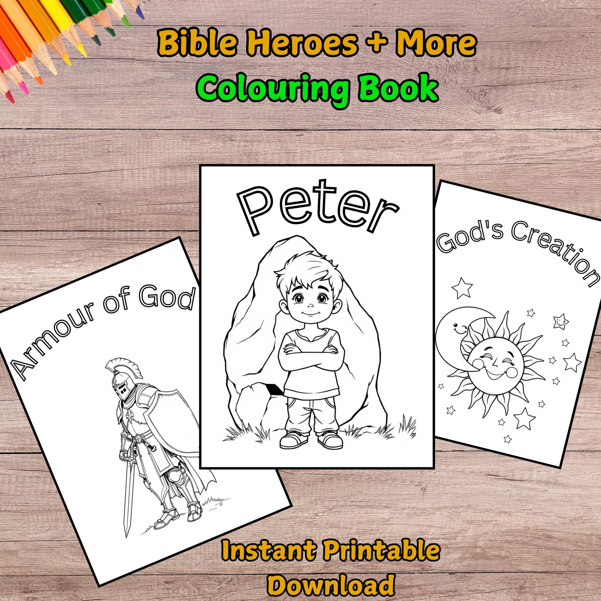 Bible Heroes Coloring Pages | Bible Coloring Book | Christian Printable ...