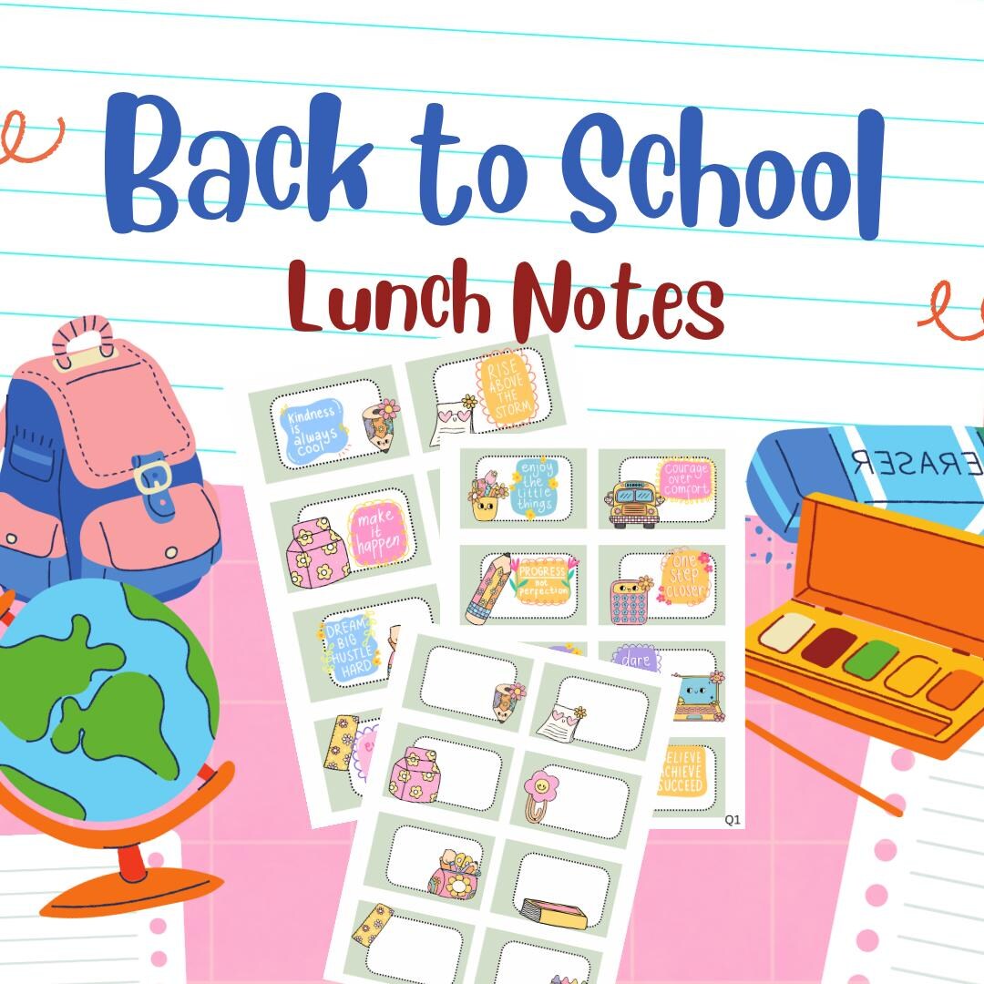 Back to School Lunch Box Notes for Teen Girls | Inspirational & Funny ...