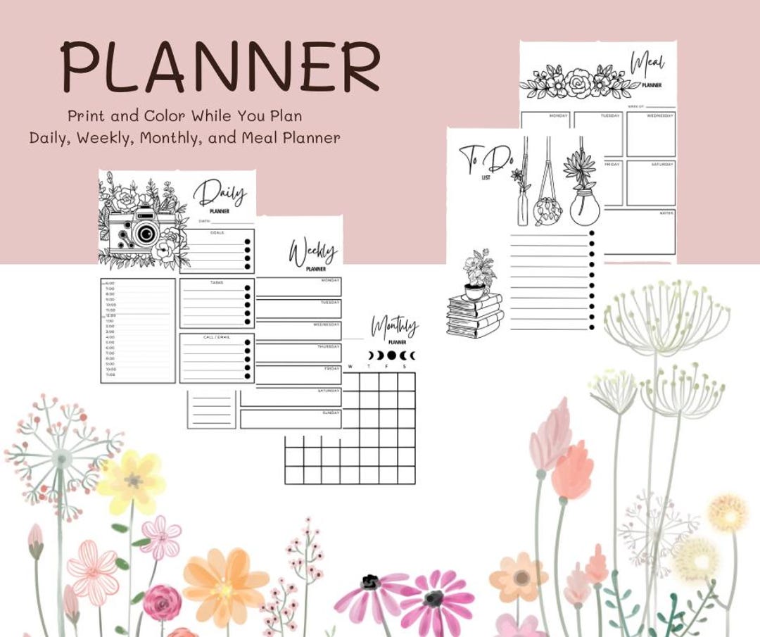 Printable Coloring Planner | Fun Productivity Journal | Instant ...