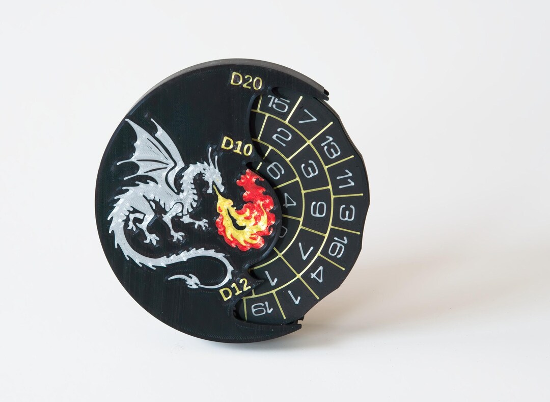 Dragon Dice Spinner - Fire Breathing Dragon With D4, D6, D8, D10, D12 ...