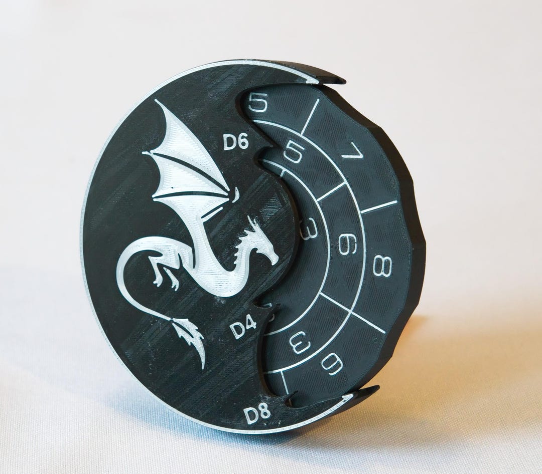 Dice Spinner With Wyvern Dragon With D4, D6, D8, D10, D12, and D20 6-in ...