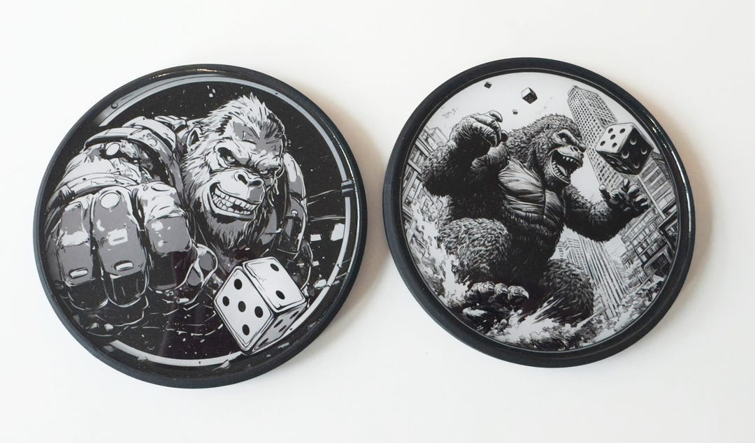 Board Game Coasters - King of Tokyo Inspired - Black and White - Etsy