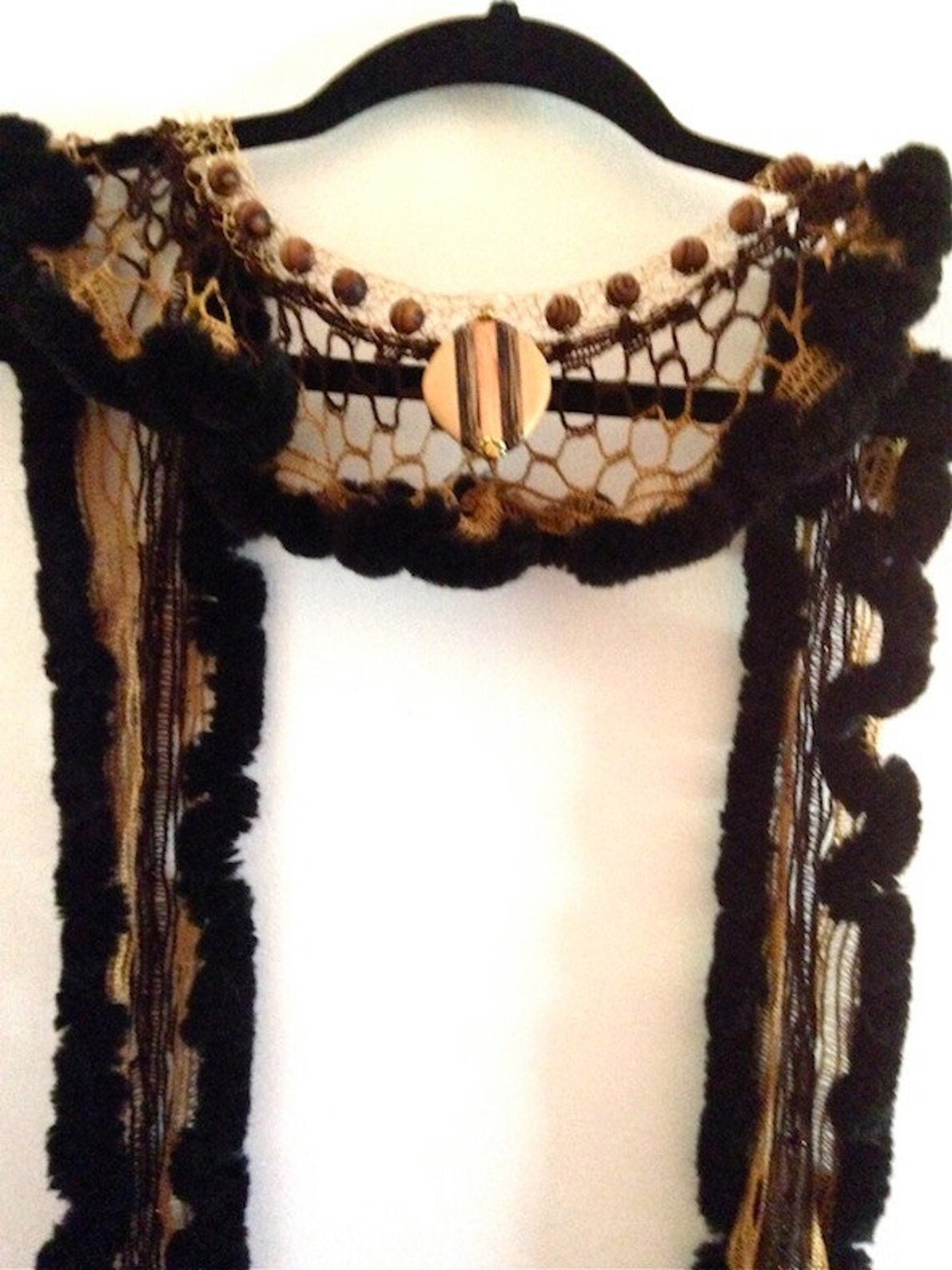 Faux Fur Scarf Necklace/ Varied Colors/ Attached Wire Crochet Choker ...