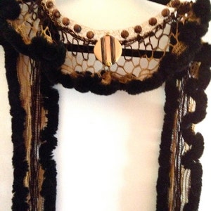 Faux Fur Scarf Necklace/ Varied Colors/ Attached Wire Crochet Choker ...