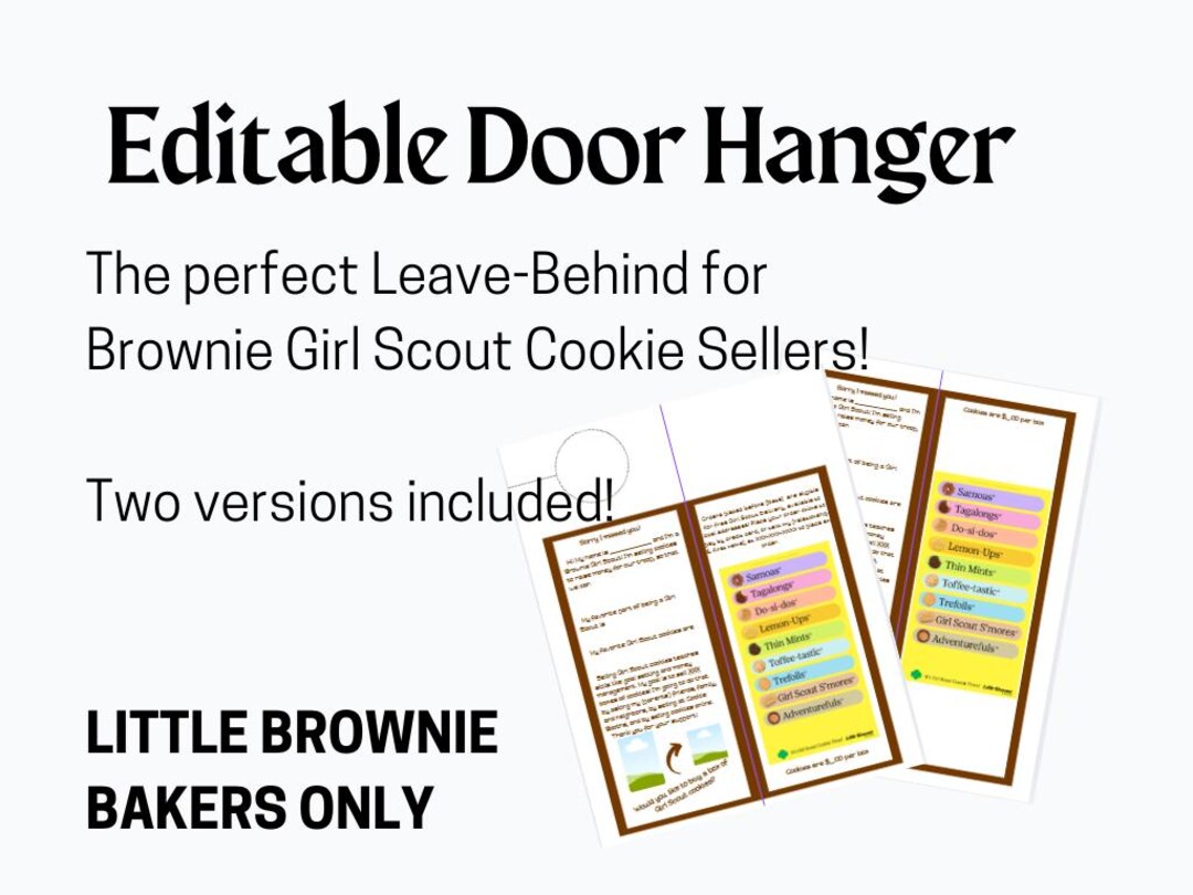 Brownie Girl Scout Cookie Selling Door Hanger Little Brownie Baker ONLY ...