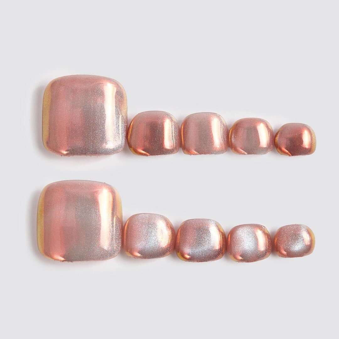 Classic Pink Cat Eye Press on Toe Nails,stick on Toe Nails,gel Nail ...