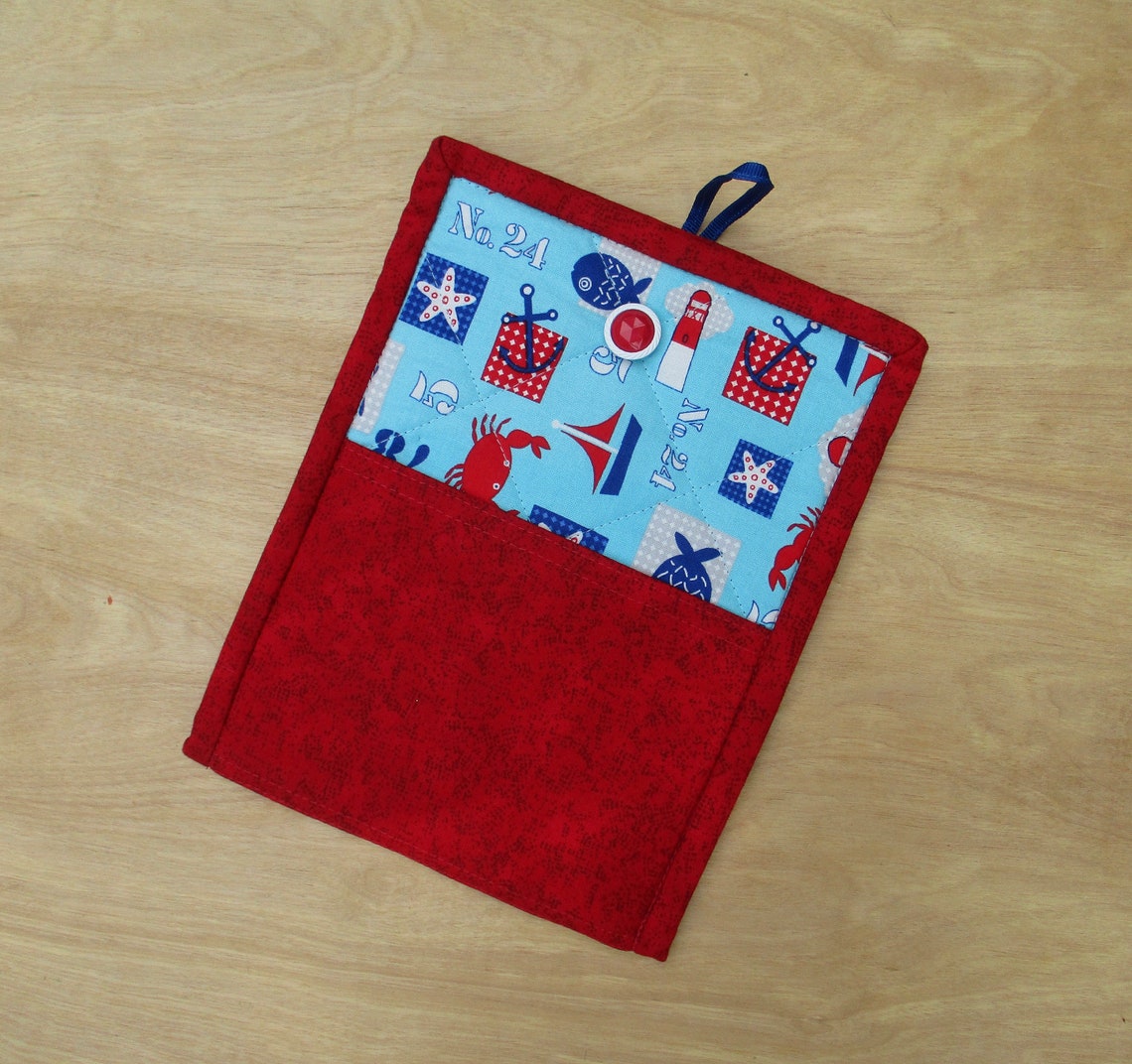Quilted Fabric Case for Small Electronic Device "beach Fun" Blue, Red ...