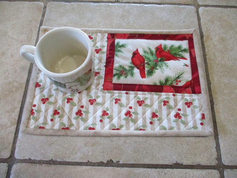 Quilted Mug Rugs cardinals in Winter - Etsy