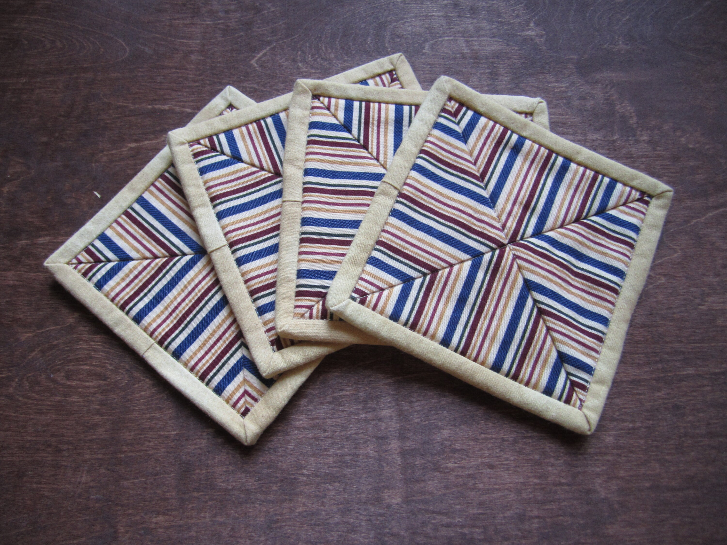 Quilted Fabric Coasters "geometrics" Fabric Coasters, Quiltsy Handmade ...