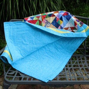 Patchwork Quilt colorful Triangles Brightly Colored Twin Size Quilt ...
