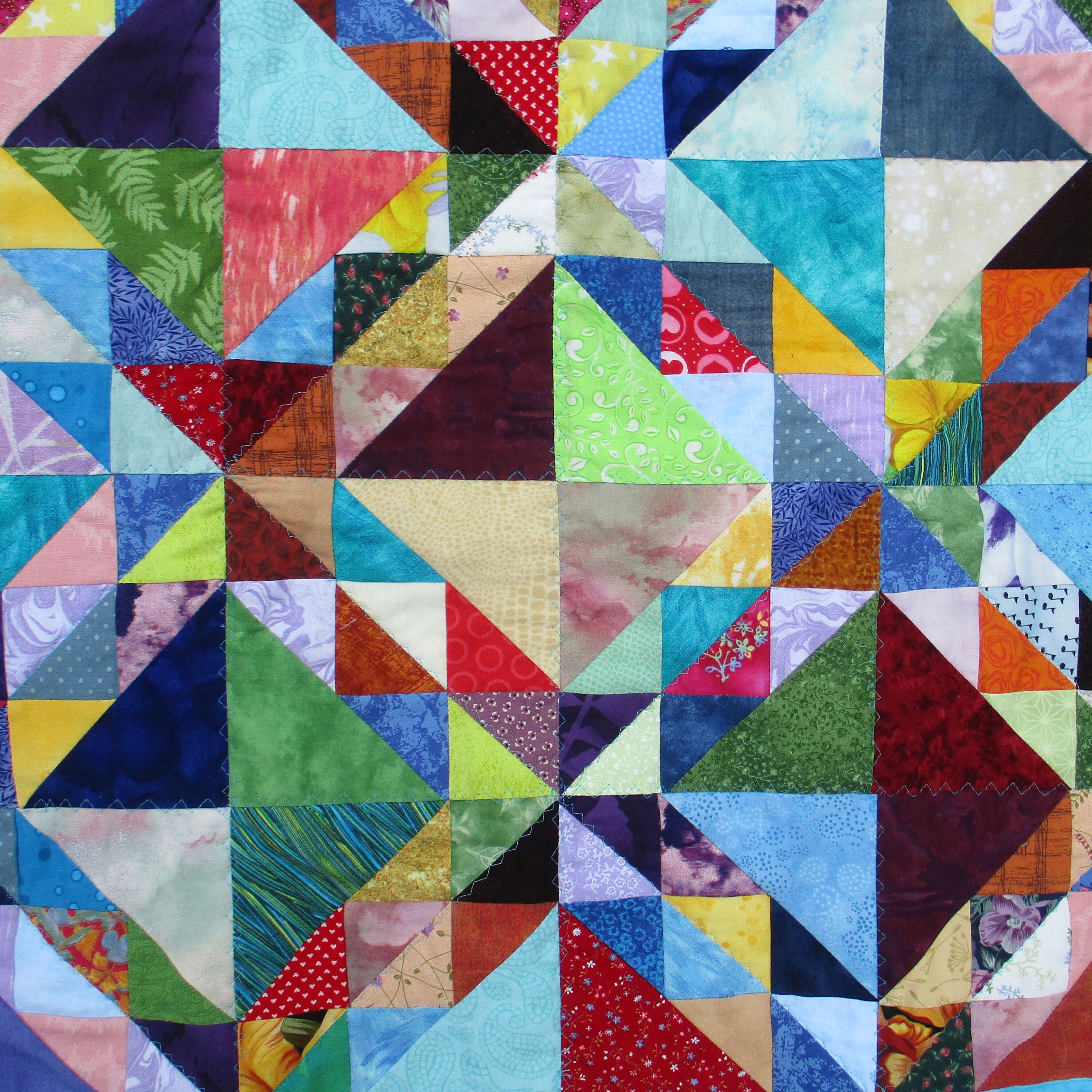 Patchwork Quilt colorful Triangles Brightly Colored Twin Size Quilt ...