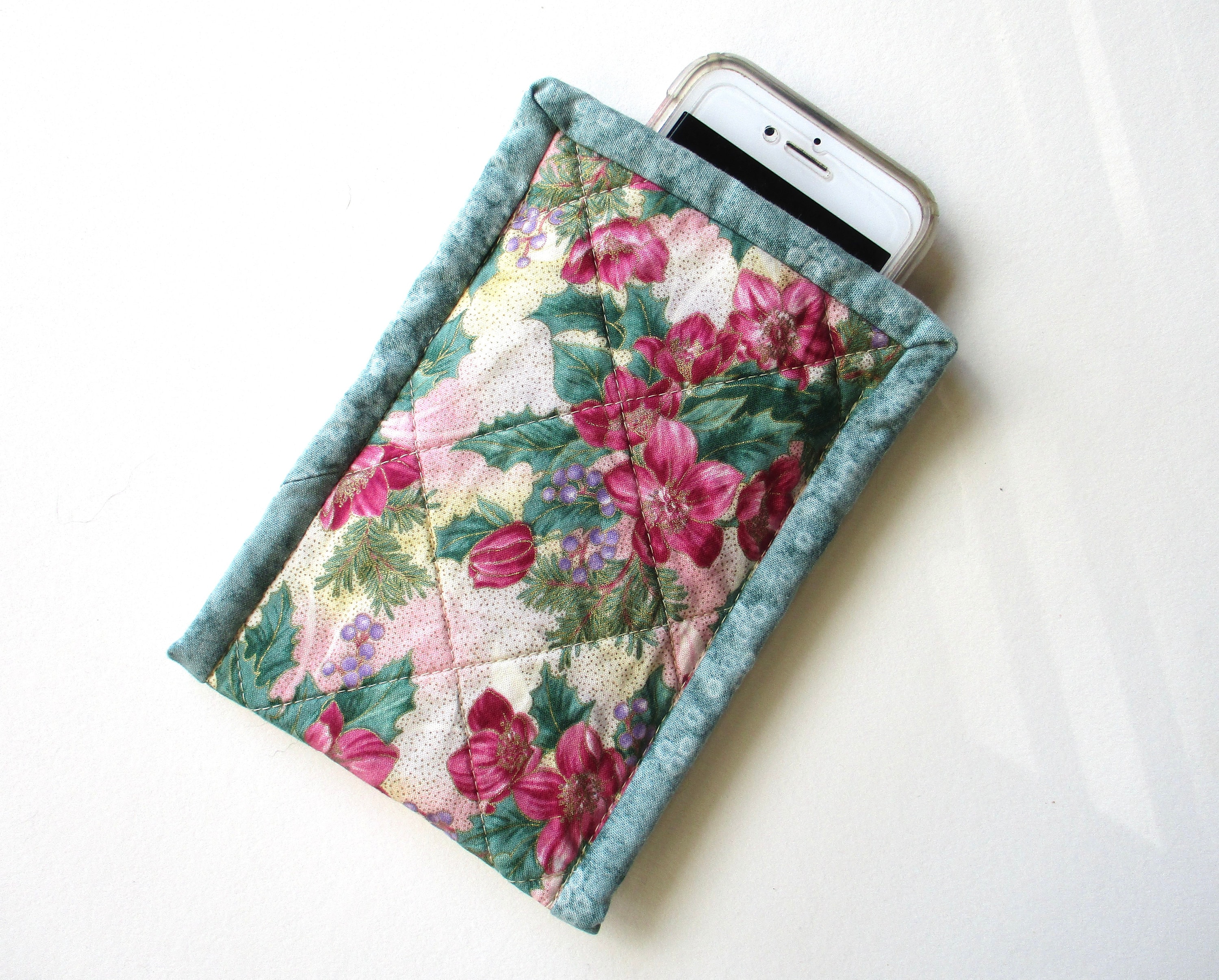 Quilted Eyeglass Case poinsettias Christmas Themed iPhone Case, iPhone ...