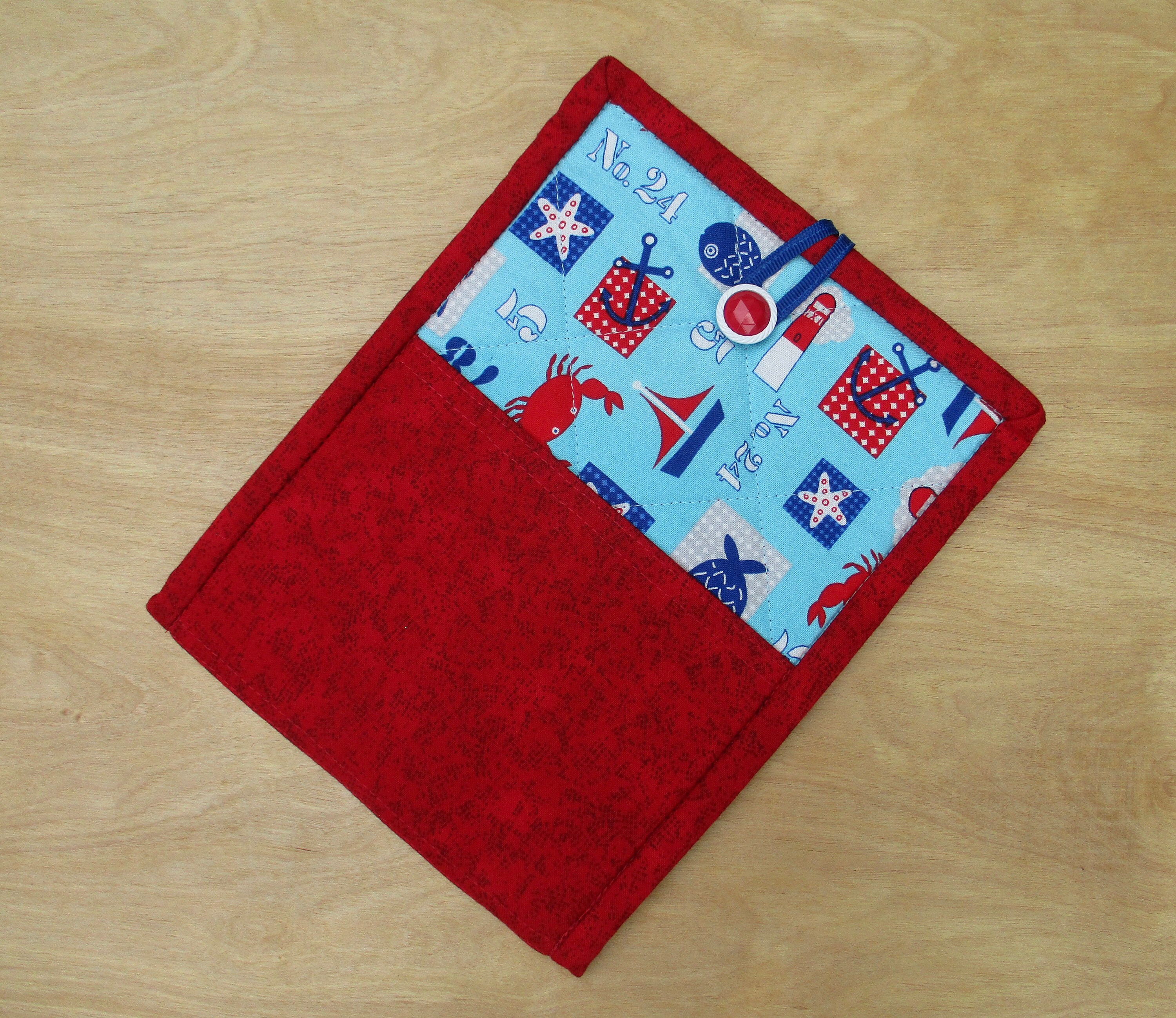 Quilted Fabric Case for Small Electronic Device "beach Fun" Blue, Red ...