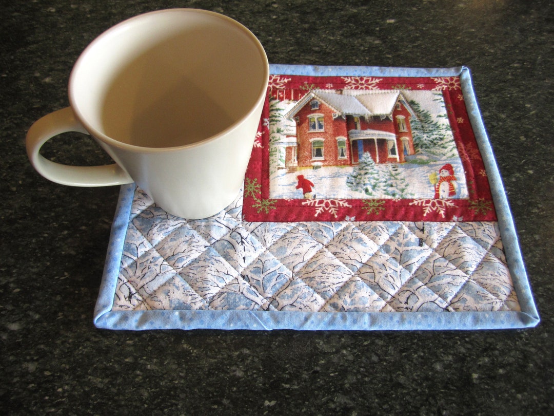 Quilted Mug Rugs "winter Snow Scene" Winter Snack Mat, Small Placemat ...