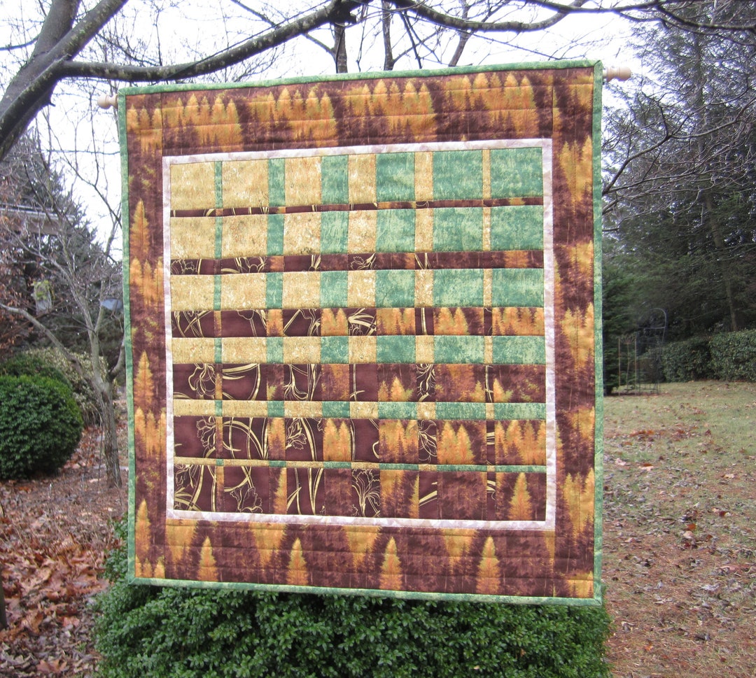 Quilted Wallhanging "woodlands" Convergence Art Quilt, Fiber Art ...