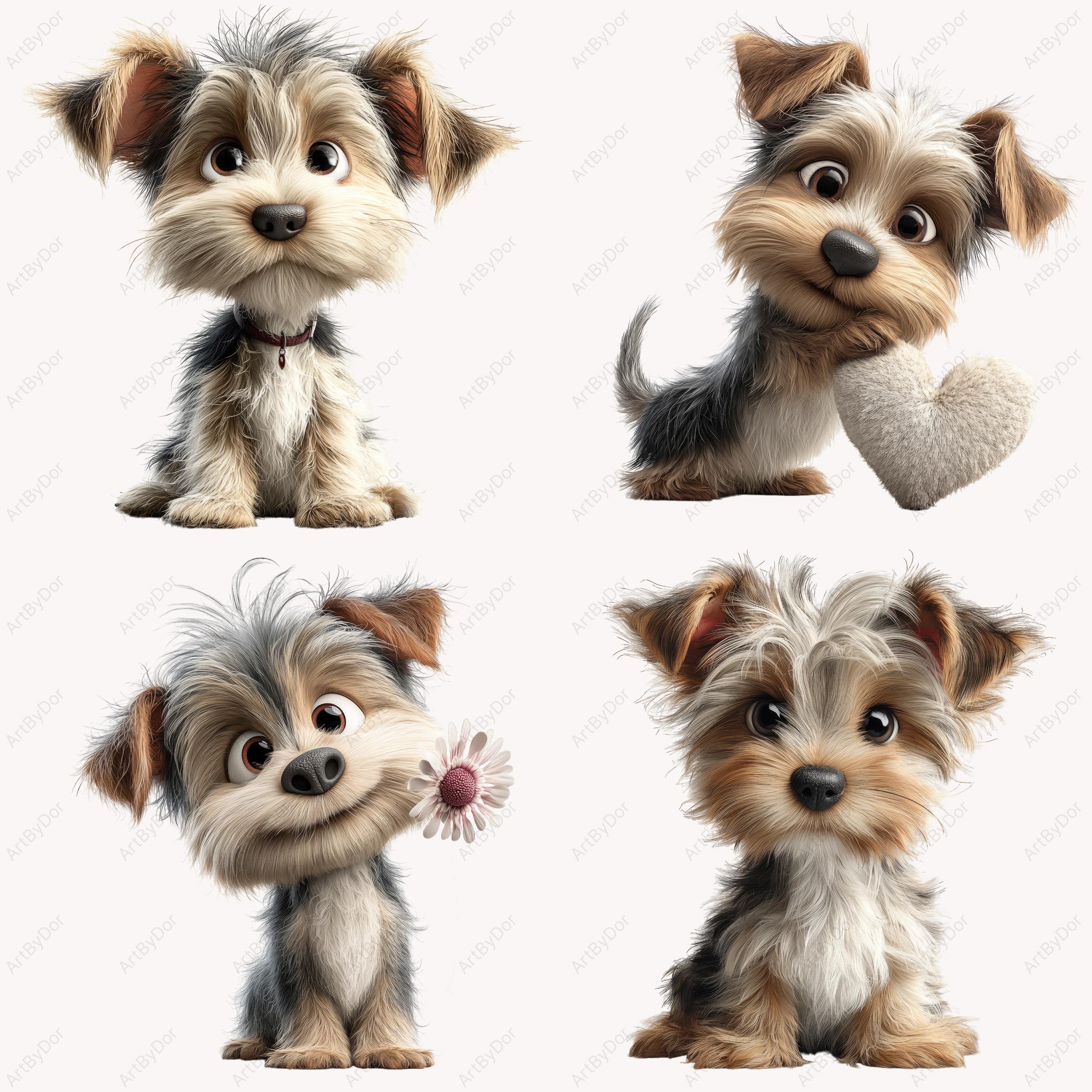 Yorkie Clipart – Yorkshire Terrier Puppies, 30 PNG, Cartoon Dog ...