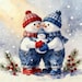 Watercolor Snowmen Clipart – Christmas Card & Winter Scene, Holiday Art ...