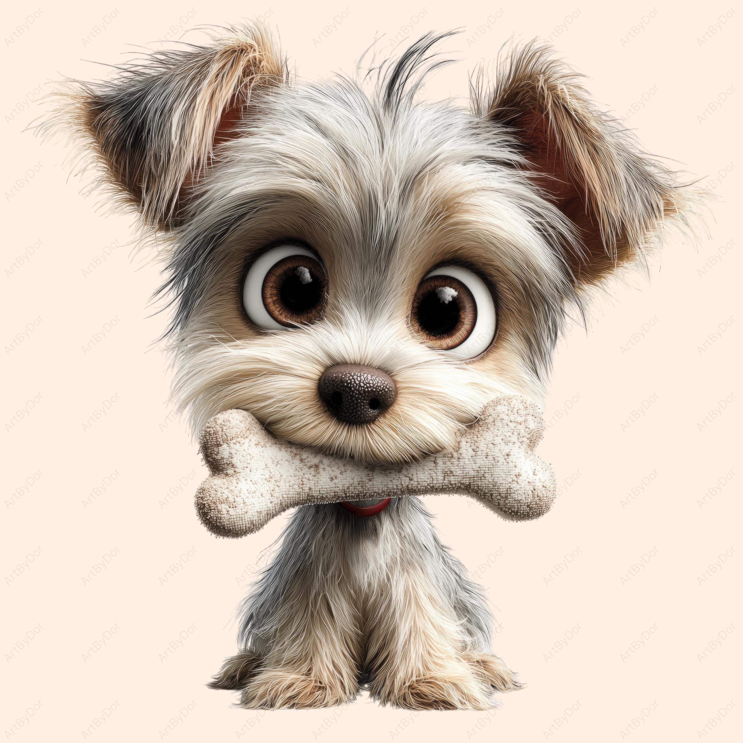 Yorkie Clipart – Yorkshire Terrier Puppies, 30 PNG, Cartoon Dog ...