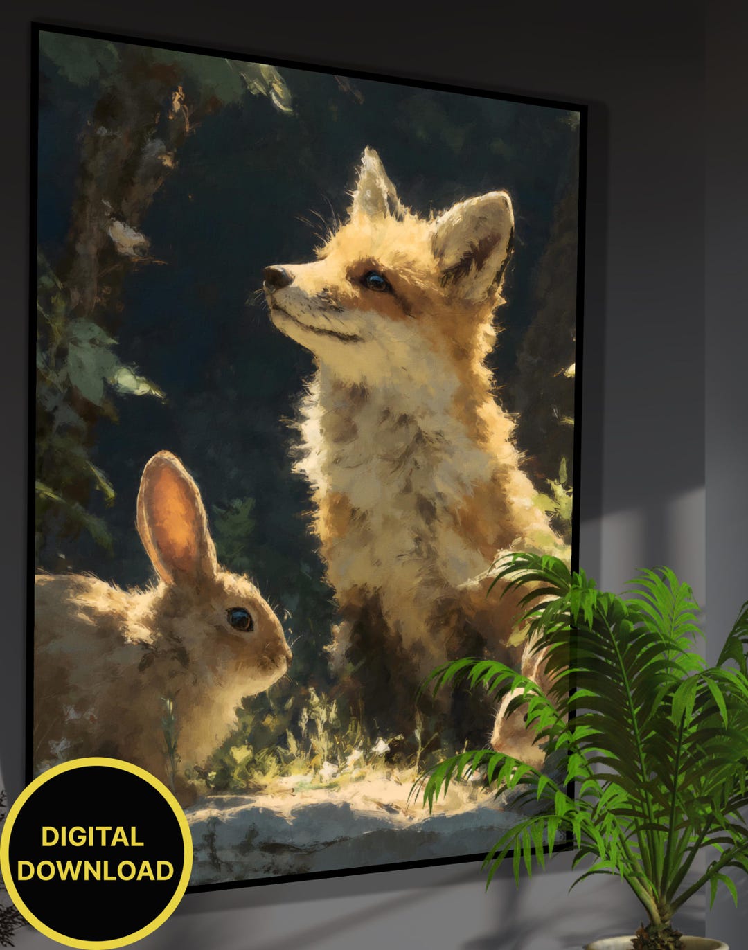 Fox and Rabbits – Oil Painting (digital Download) - Etsy