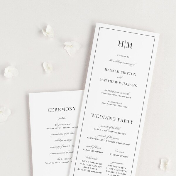 Flat Wedding Program Template - Etsy