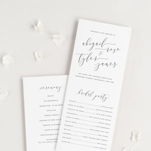 Romantic Calligraphy Wedding Programs - Deposit - Ceremony Program - Event Program - Booklet ...