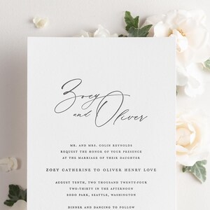Zoey Letterpress Wedding Invitations - Sample - Script Invite ...