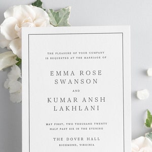 Emma Letterpress Wedding Invitations - Sample - Border Invite, Modern ...
