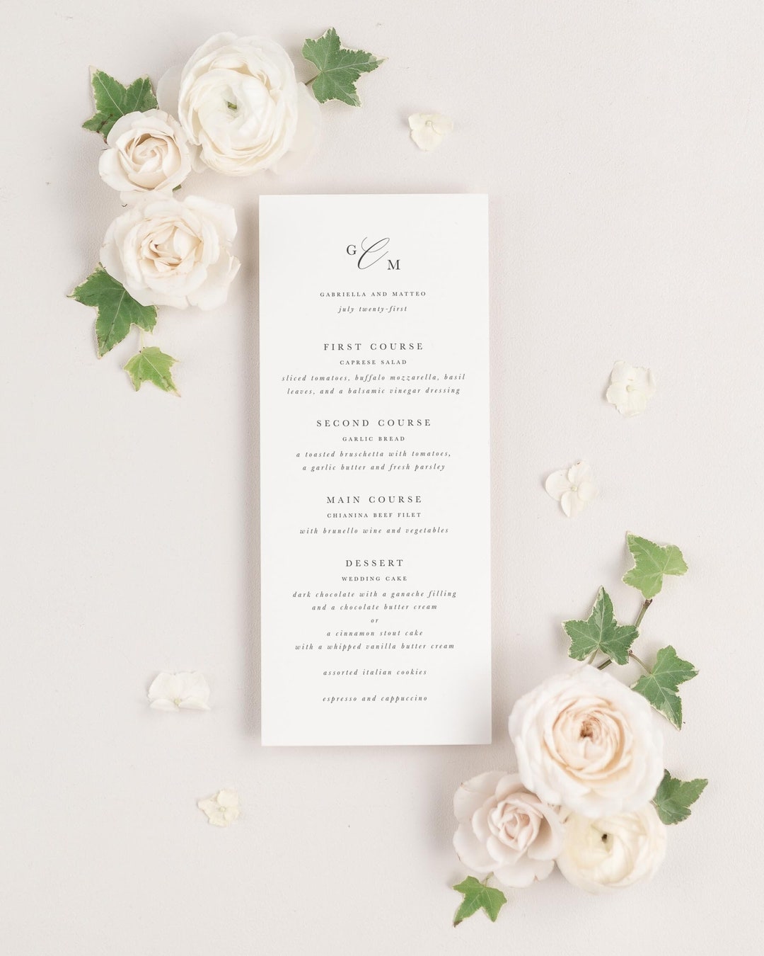 Gabriella Dinner Menus - Wedding Menus - Event Menus - Etsy
